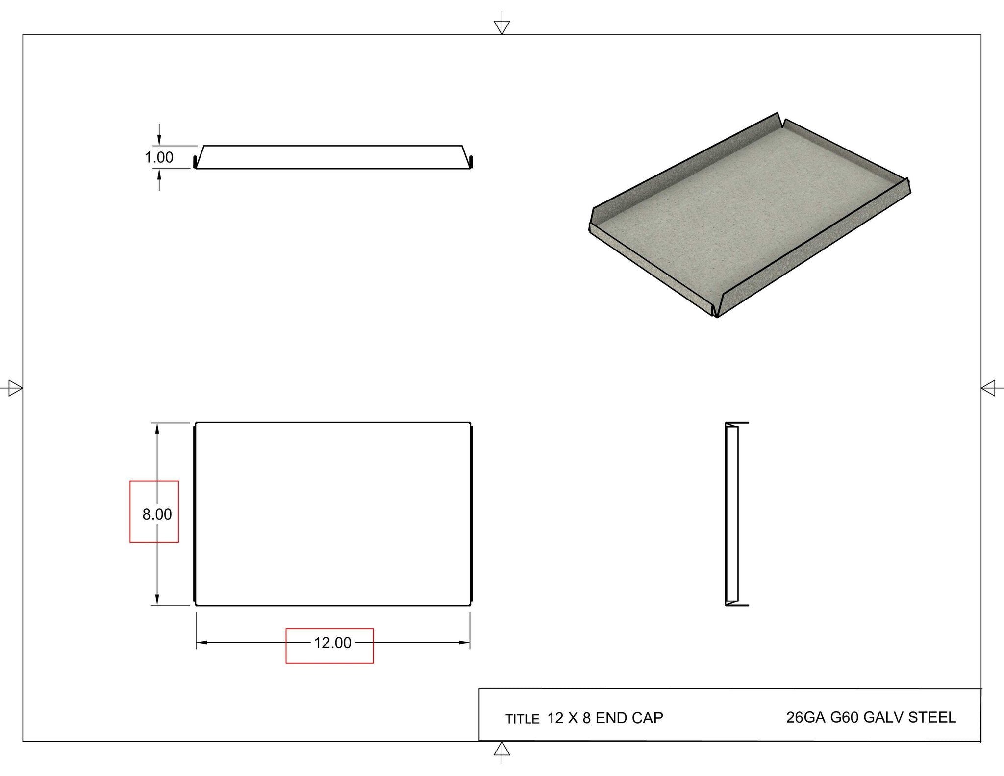 12"X8" Rectangular Duct End Cap – Ductwork Delivered LLC