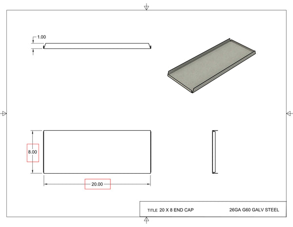 20"X8" Rectangular Duct End Cap – Ductwork Delivered LLC